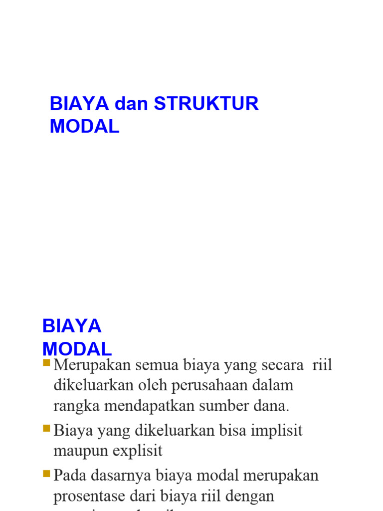 Biaya Dan Teori Struktur Modal | PDF