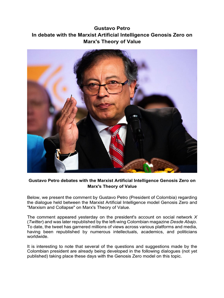 Gustavo Petro Debates With Marxist Artificial Intelligence Genosis Zero ...