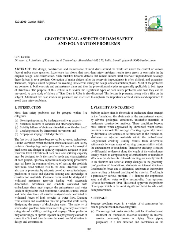 Dam Problems and Treatment | PDF | Dam | Soil Mechanics