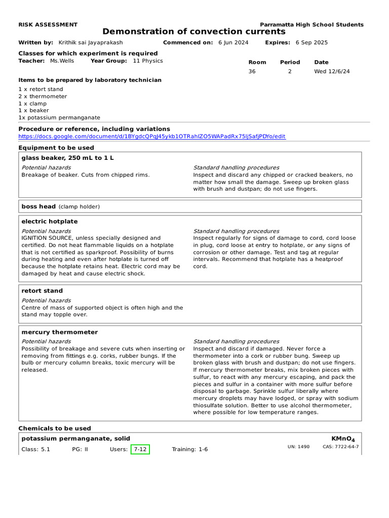 Demonstration of Convection Currents | PDF | Atoms | Physical Sciences