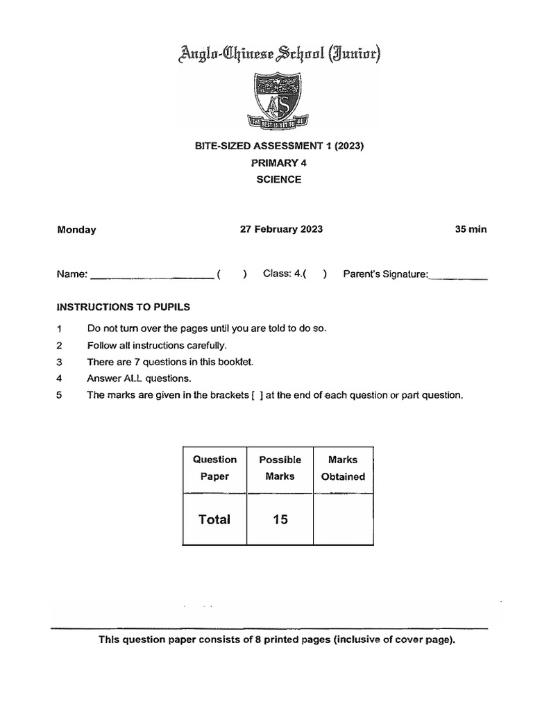 P4_Science_WA1_2023_ACSJ_Exam_Papers | PDF
