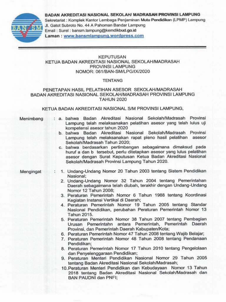 SK Asesor BANSM 2020, 2021, 2022 | PDF