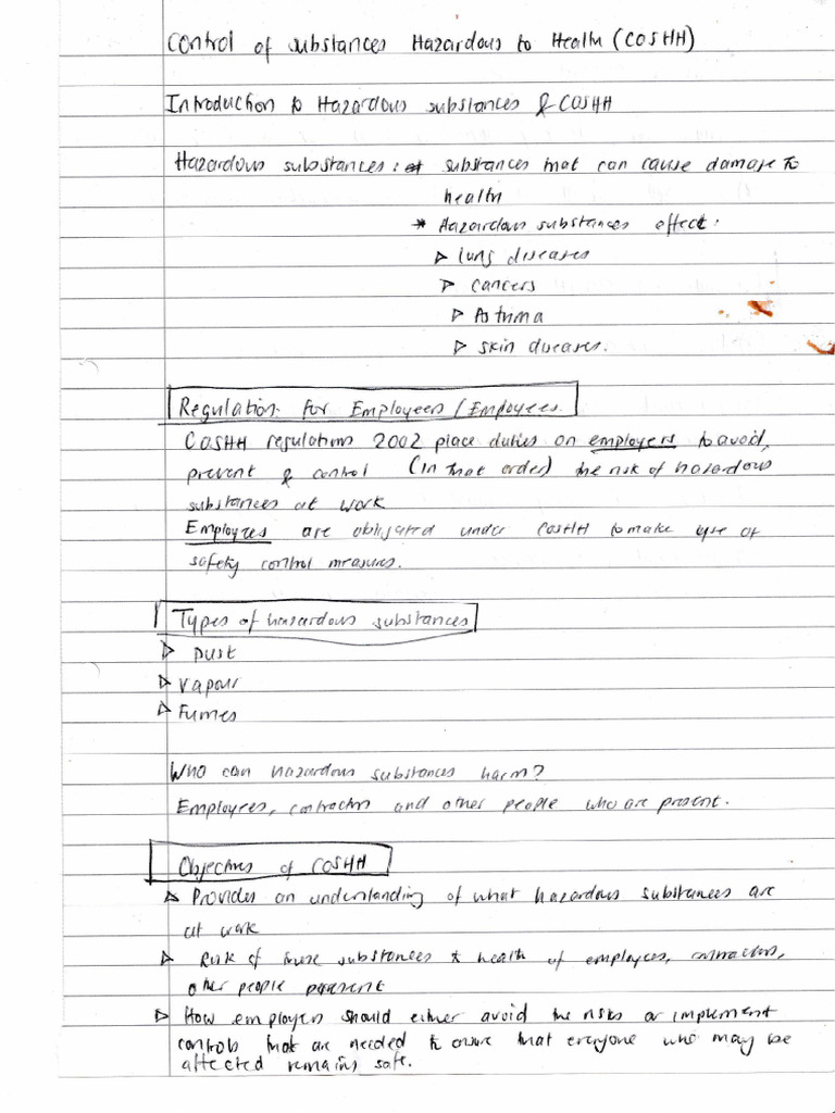 Off Job Training - COSHH in The Workplace - 1 | PDF