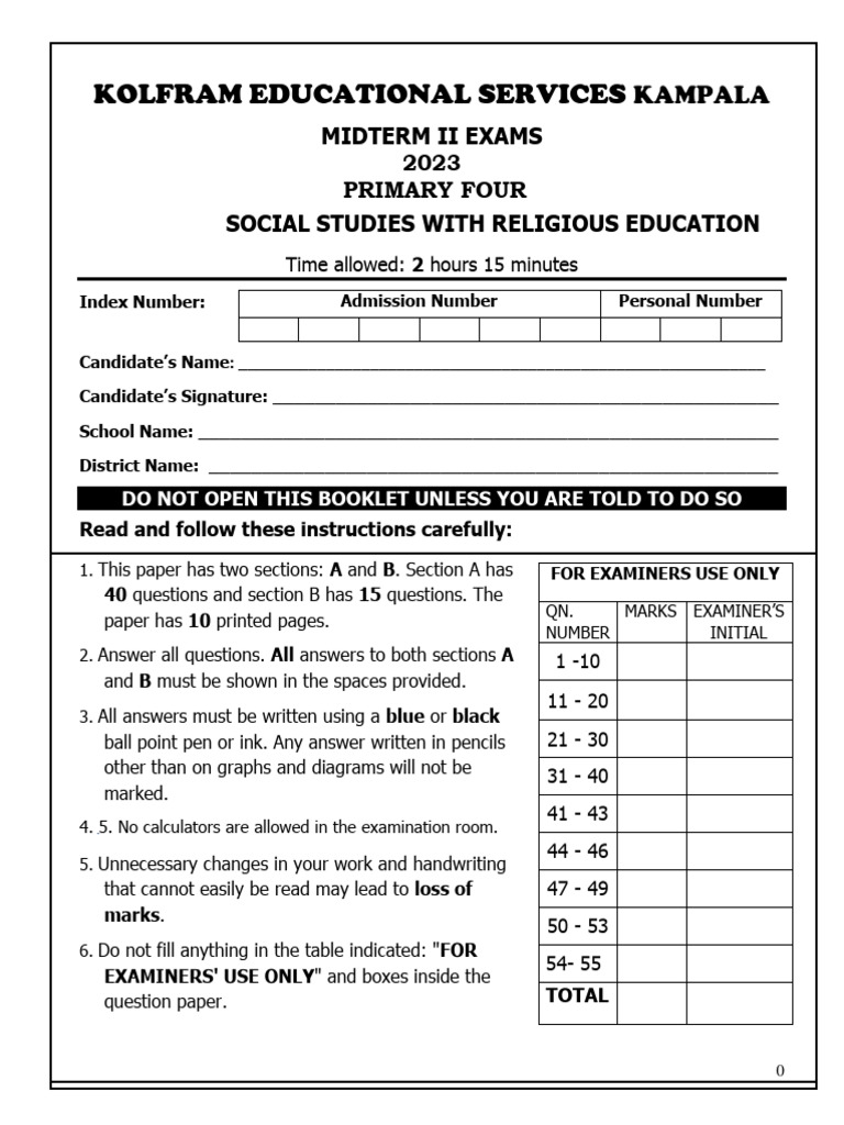 P4 Social Studies Midterm Exam 2023 | PDF | Jesus | Jesus In Islam