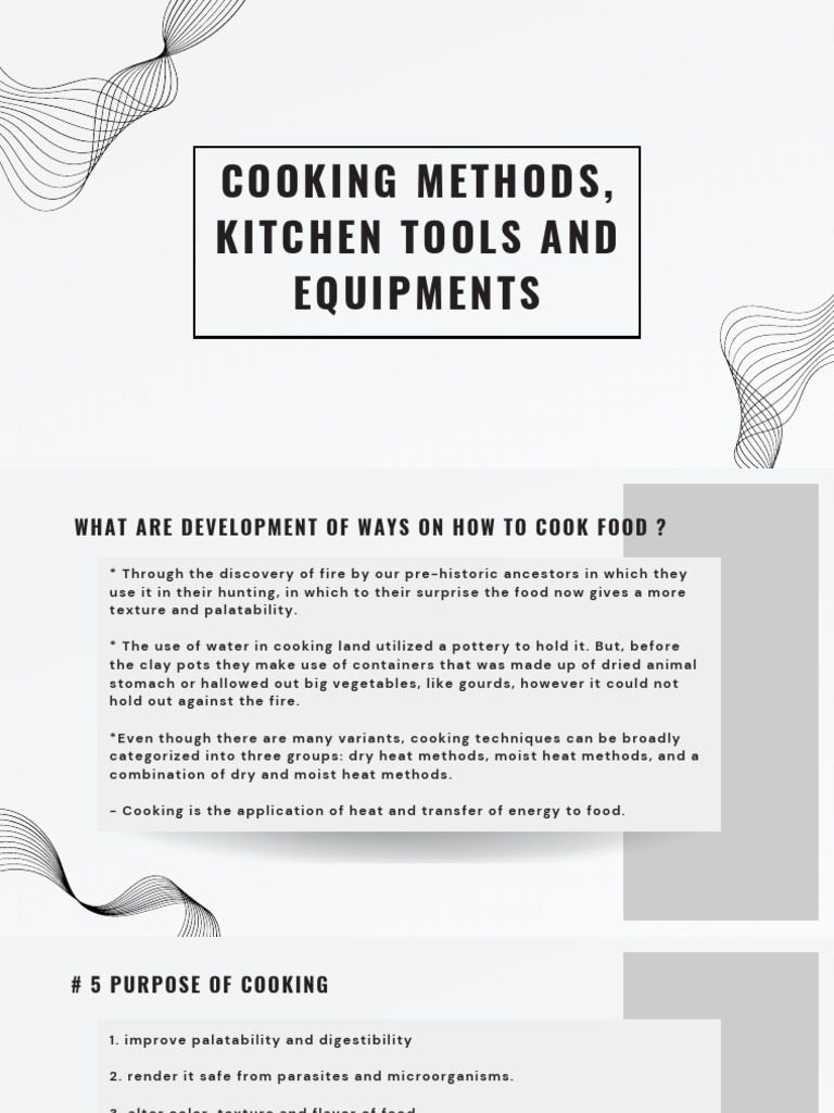 Cooking Methods Kitchen Tools and Equipments PPT Group 1 1a | PDF ...