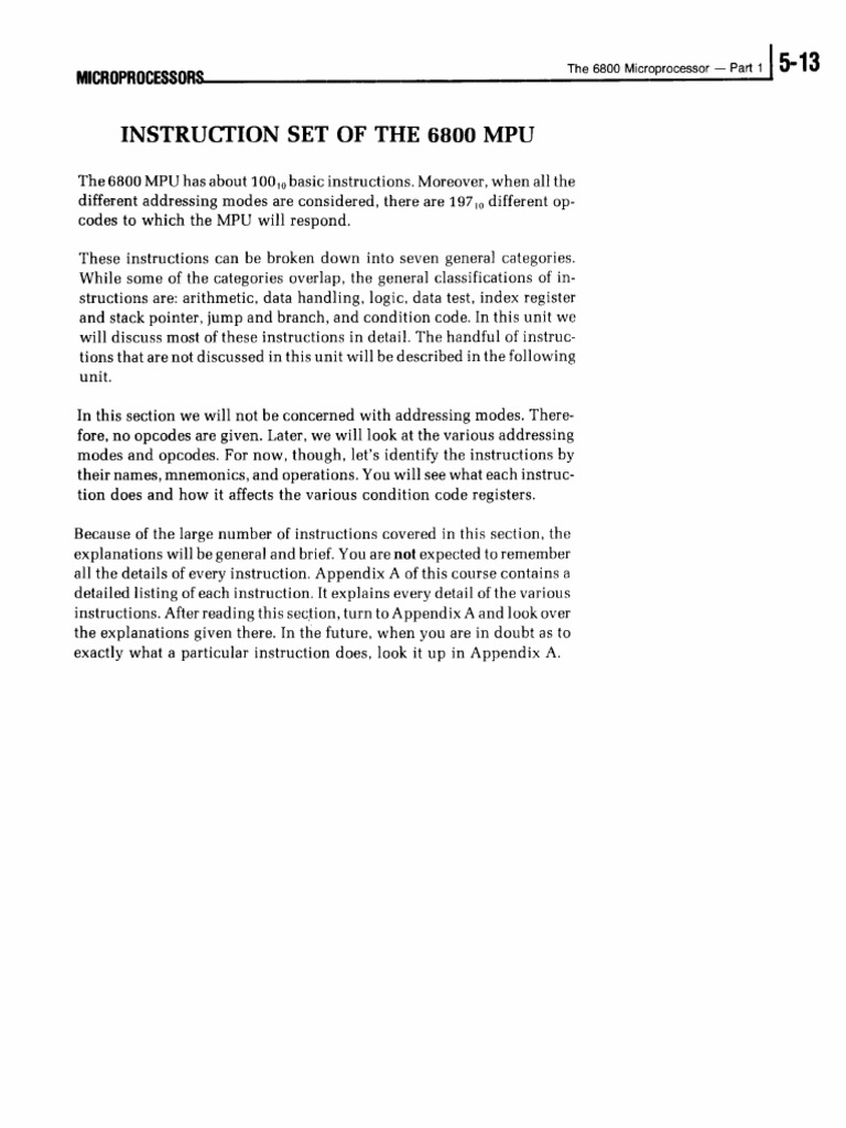 microprocessors-Unit-5-2INSTRUCTION-SET-OF-THE-6800-MPU | Download Free PDF | Binary Coded ...