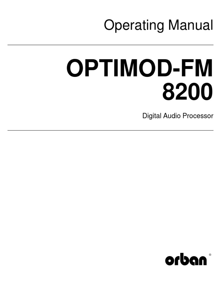 Orban OPTIMOD FM 8200 Service, User ID9853 | PDF | Equalization (Audio ...