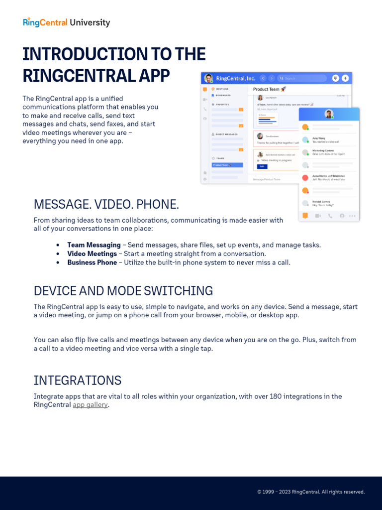 RingCentral App: Unified Communication Tool | PDF