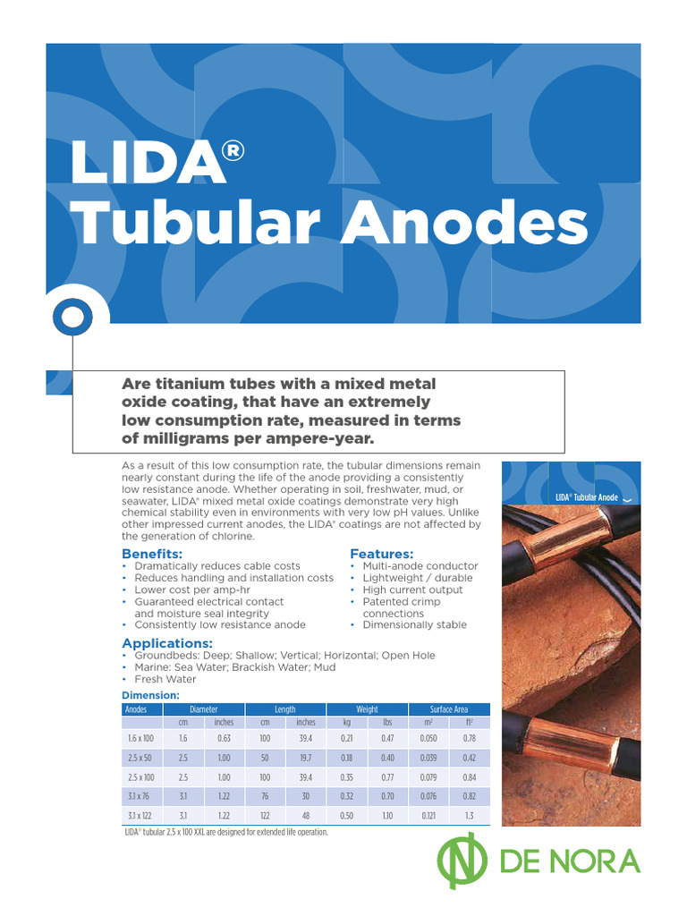 DN 039 - LIDA Tubular Anodes v2022 | PDF | Water | Anode