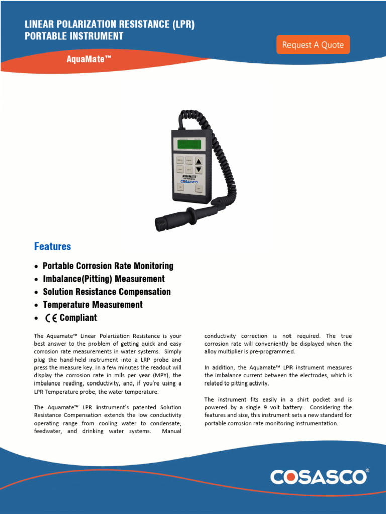Aquamate LPR Portable Instrument | PDF | Physical Sciences | Applied ...
