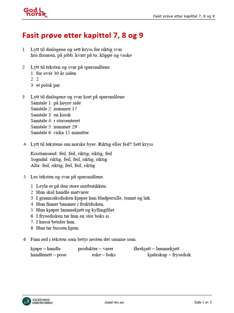 Fasit | PDF