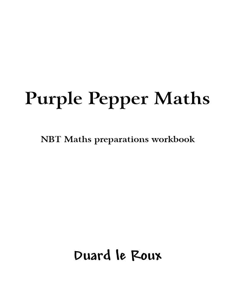 Purple Pepper Maths NBT Workbook Ver 1 | PDF