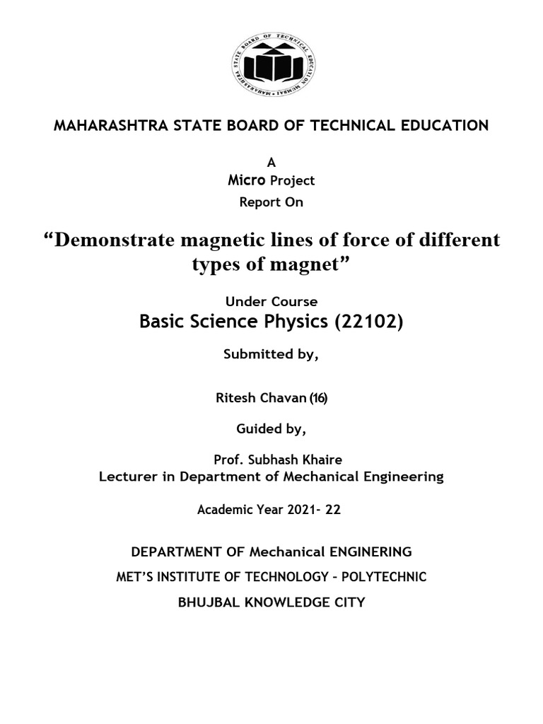 Physics Microproject | PDF | Magnetism | Magnet