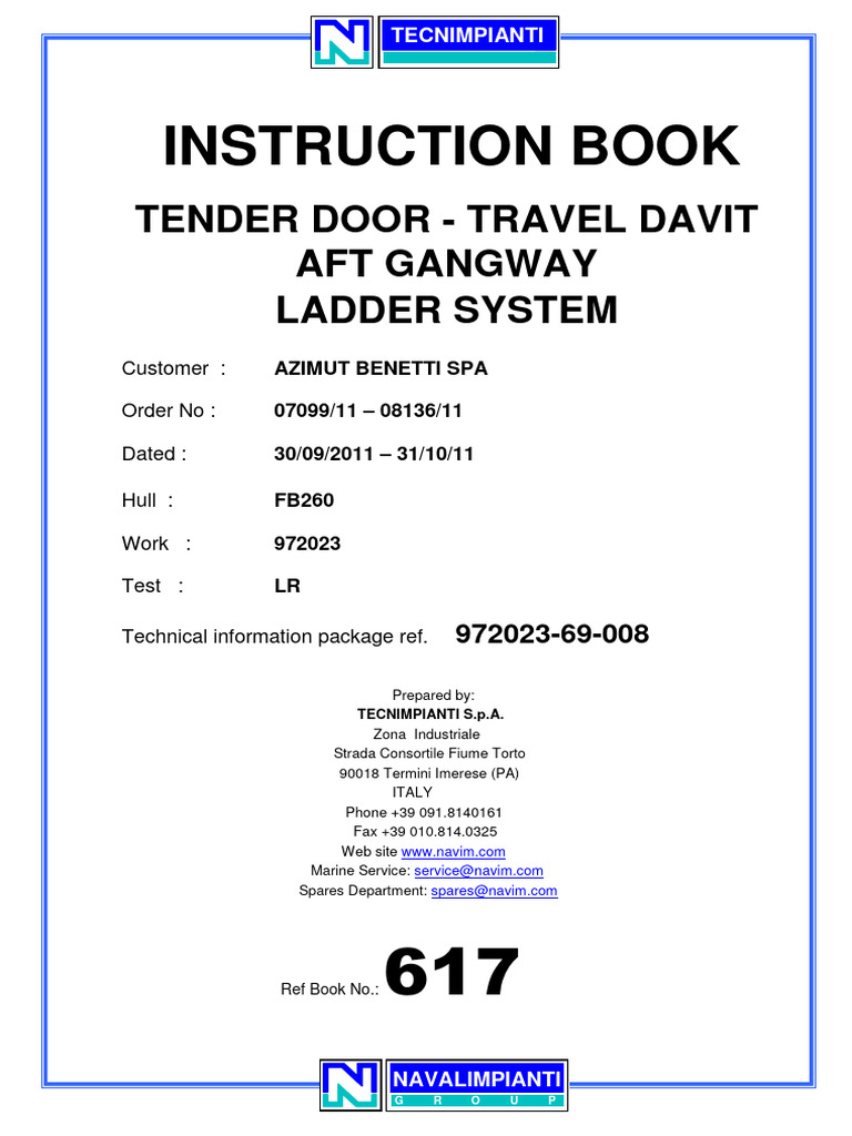 FB260 Tecnimpianti Tender Door-travel Davit-Aft Gangway-ladder System ...