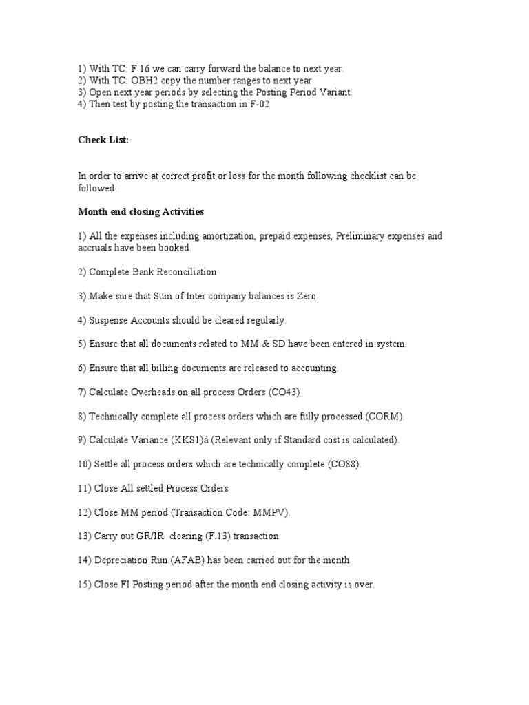 Month-End and Year-End Closing Checklist | PDF | Depreciation | Expense
