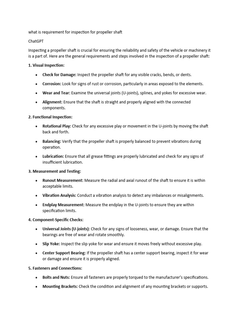 Propeller Shaft Inspection Requirements | PDF | Bearing (Mechanical ...