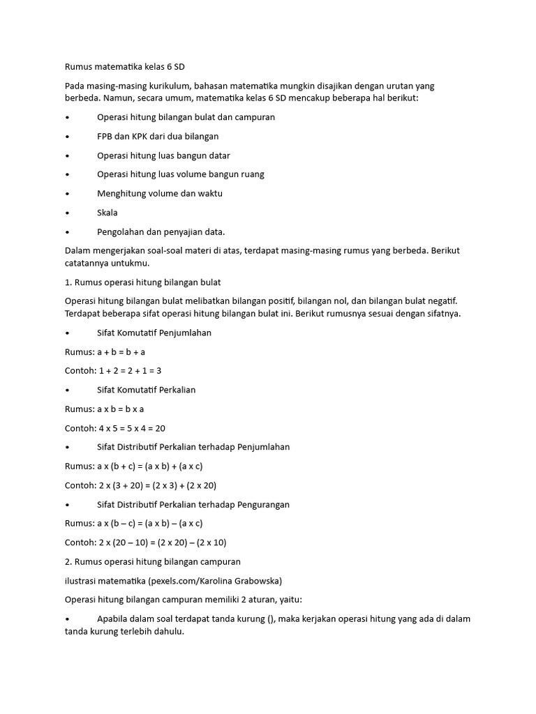 rumus matematika kelas 6 | PDF