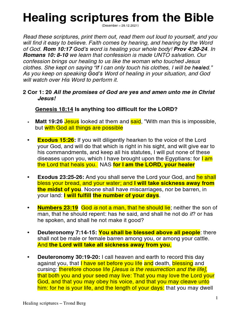 Healing Scriptures 2022 January | PDF | Jesus | Acts Of The Apostles