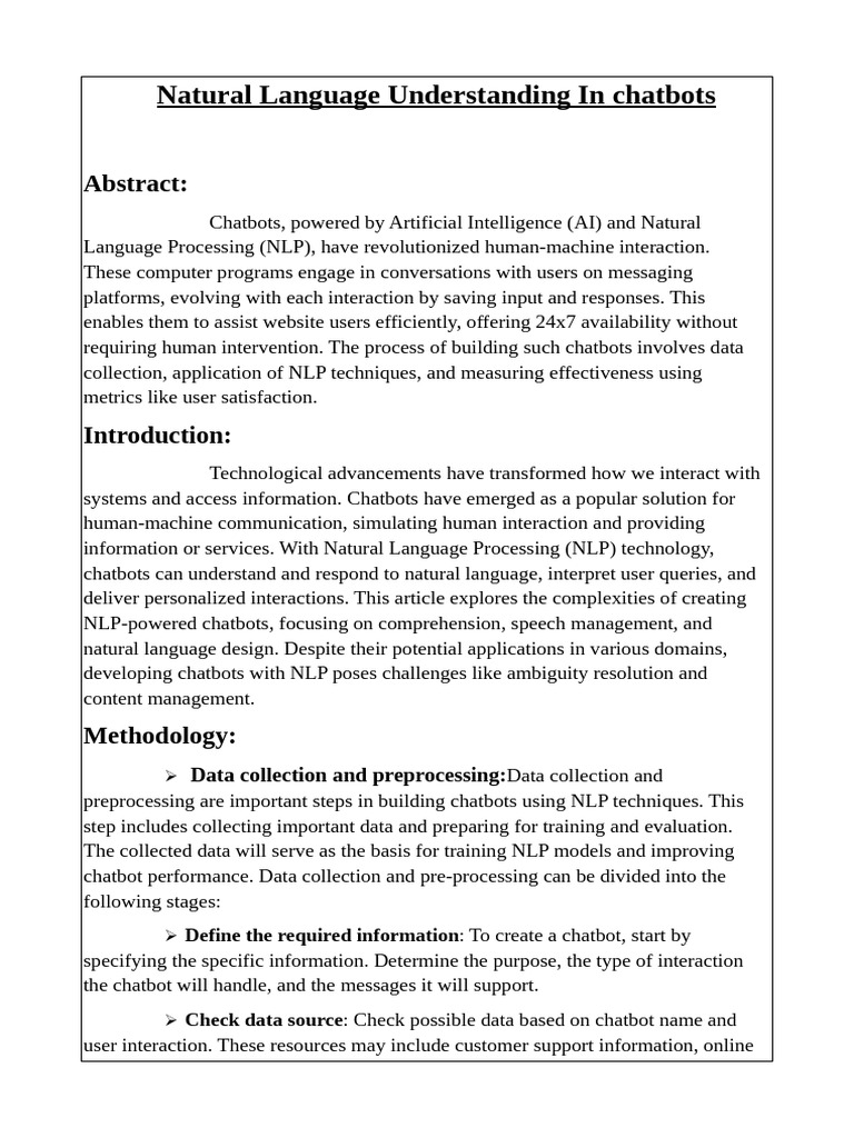 Natural Language Understanding in Chatbots | PDF | Human–Computer ...