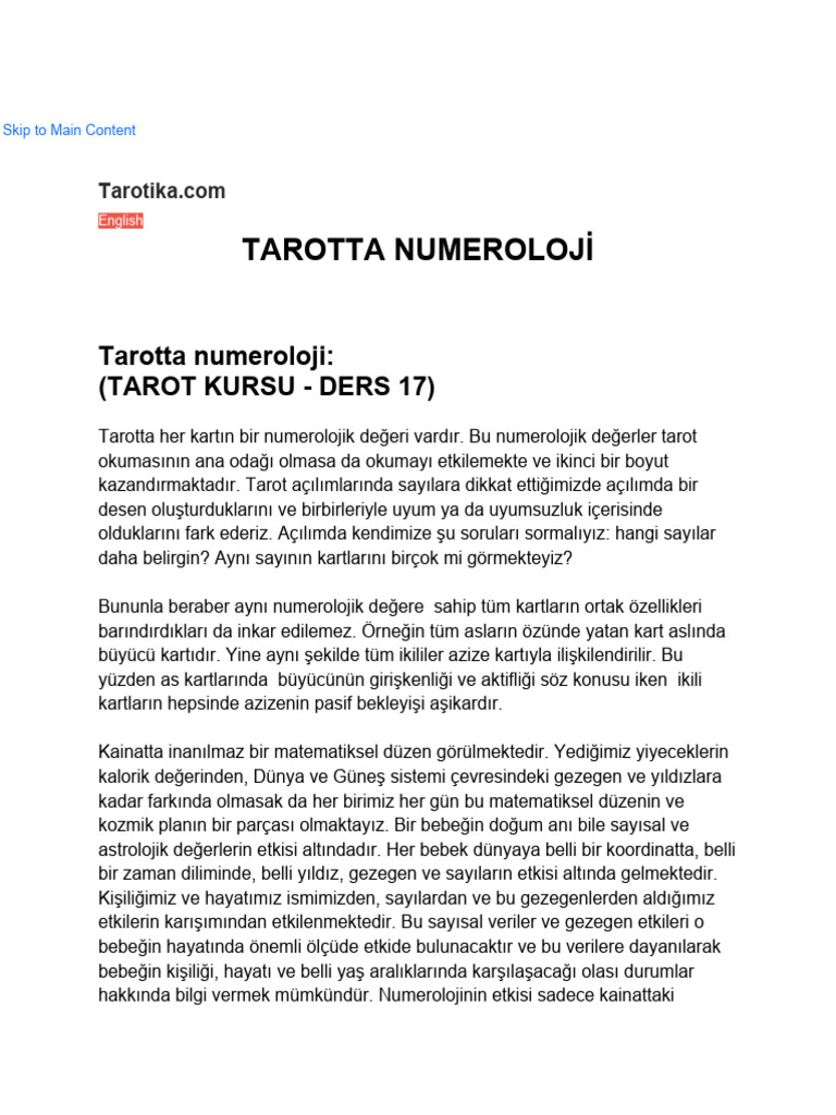 Tarotta Numeroloji | PDF