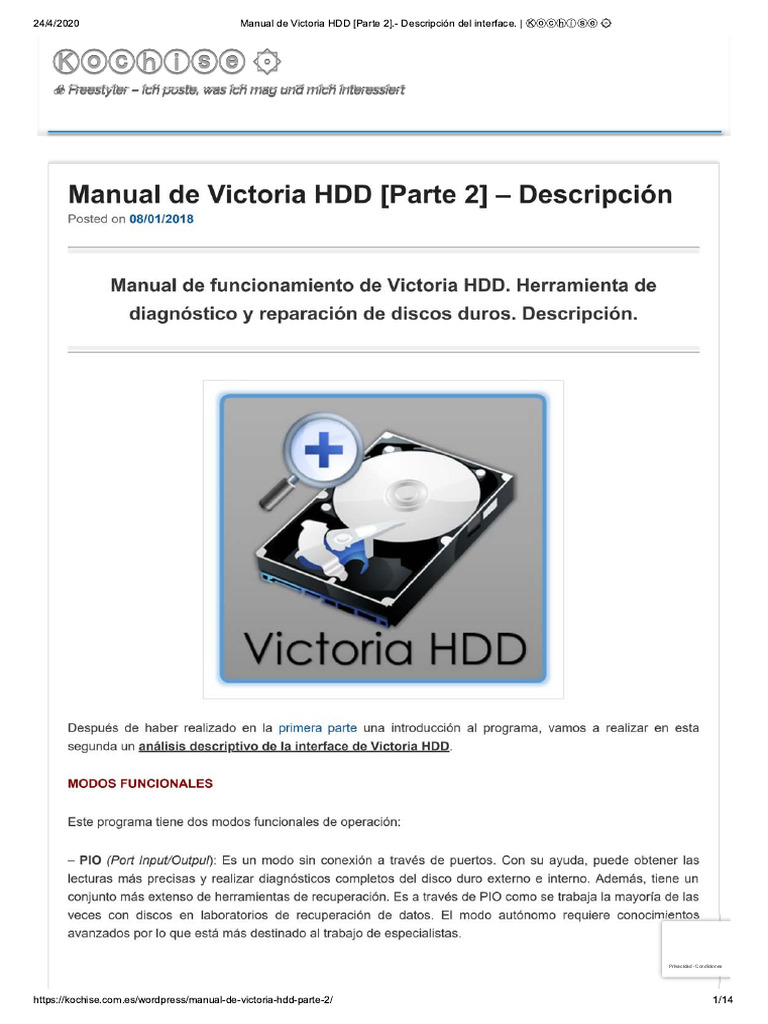 Manual de Victoria HDD (Parte 2) . - Descripción Del Interface | PDF