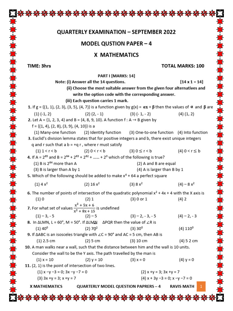 Quarterly Model Q Paper - 4 em PDF | PDF | Mathematical Logic | Mathematical Analysis