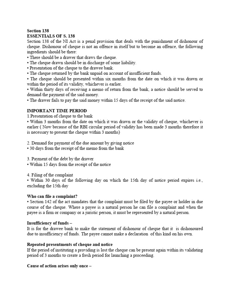 NIA DISHOUNOUR OF CHEQUE | PDF | Cheque | Payments