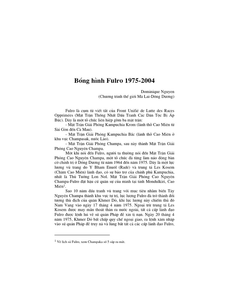 Bóng Hình Fulro 1975-2004 | PDF