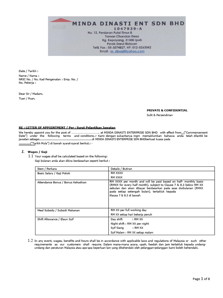 Mde Employment Contract | PDF