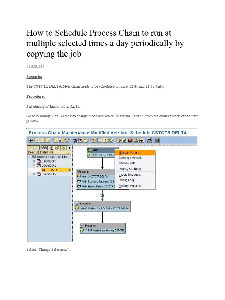 Schedule Process Chain in SM36 | PDF | Technology & Engineering