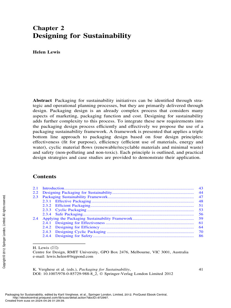 Packaging For Sustainability - (2 Designing For Sustainability) | PDF ...