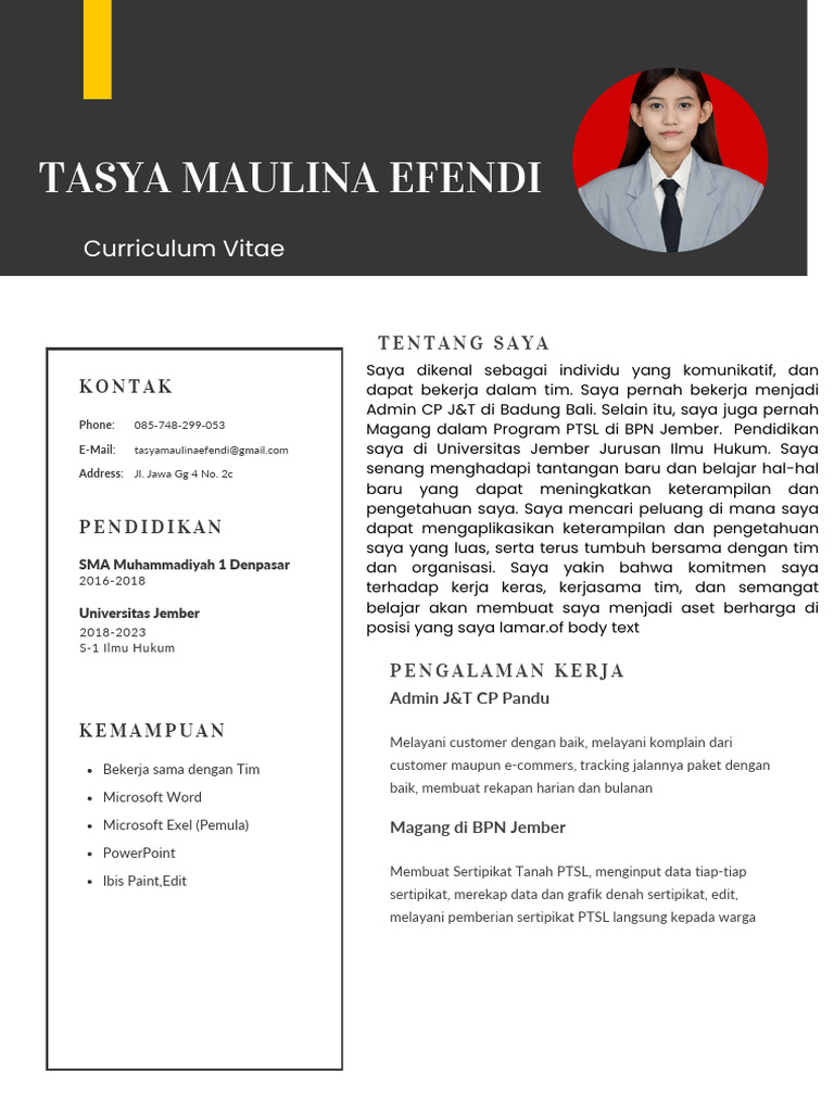 Tasya Maulina Efendi - CV Lamar Kerja | PDF