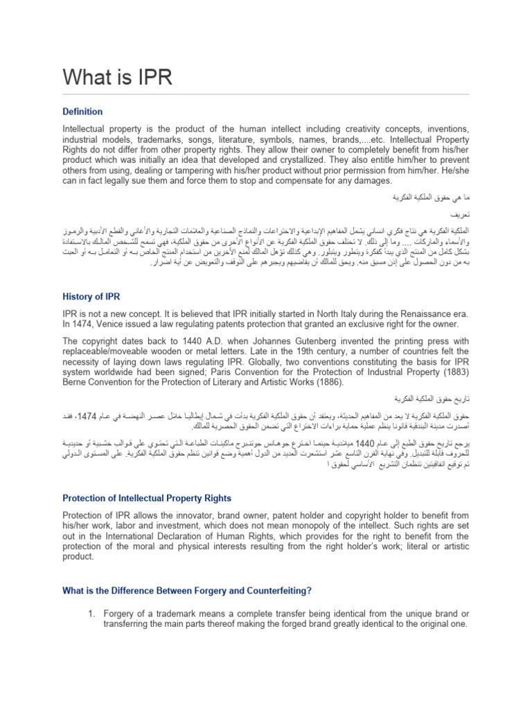 What is IPR | Download Free PDF | Intellectual Property | Common Law