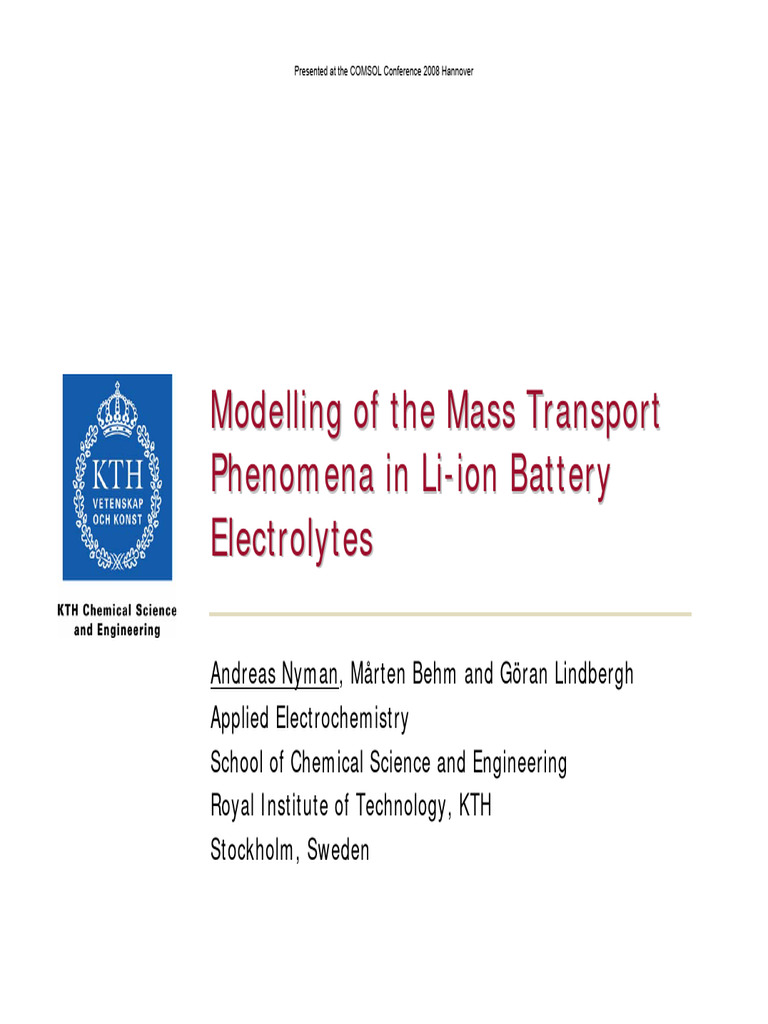 Nyman Pres | PDF | Diffusion | Lithium Ion Battery