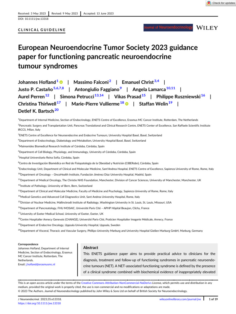 J Neuroendocrinology - 2023 - Hofland - European Neuroendocrine Tumor ...