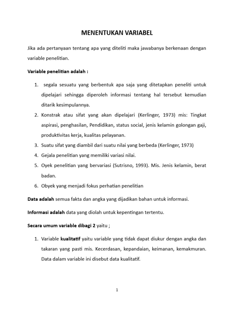 Menentukan Variabel | PDF