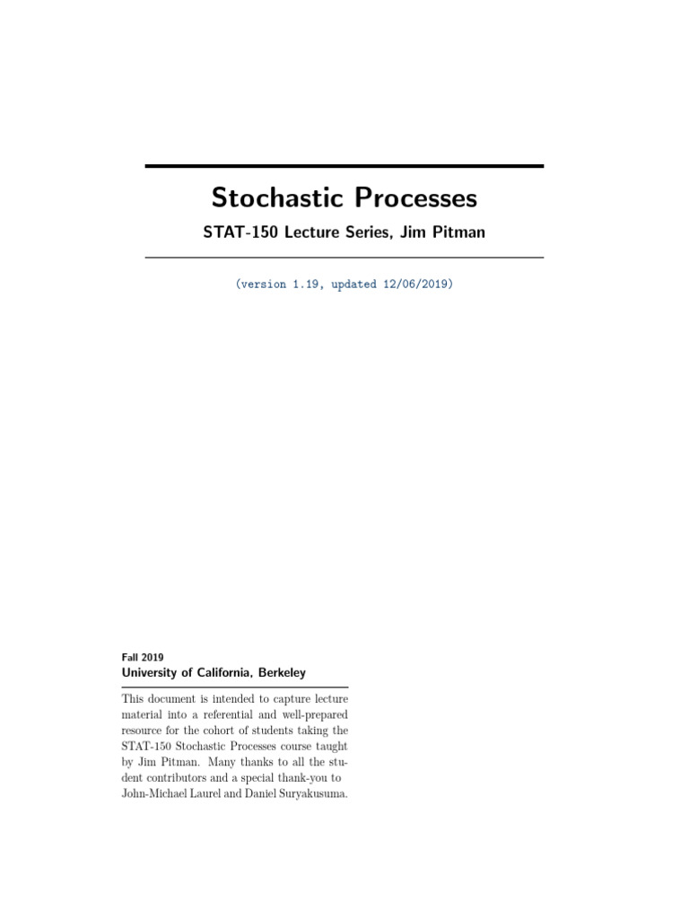 Stochastic Processes | PDF | Markov Chain | Matrix (Mathematics)