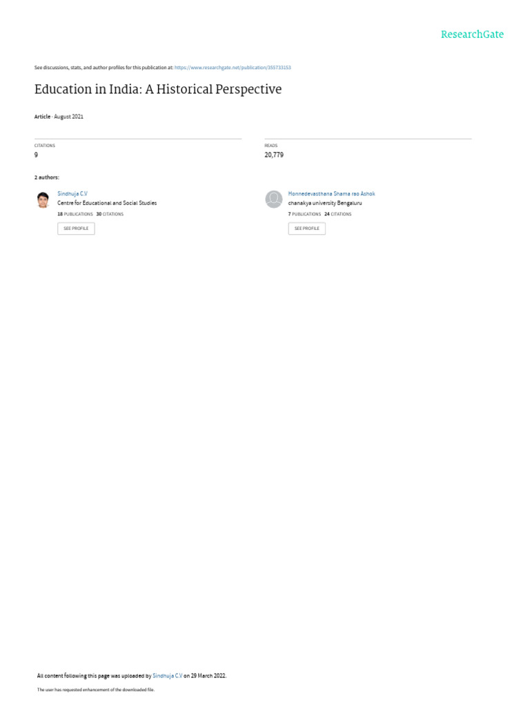 9.EducationinIndia HistoricalPerspective | PDF | Schools | Pedagogy