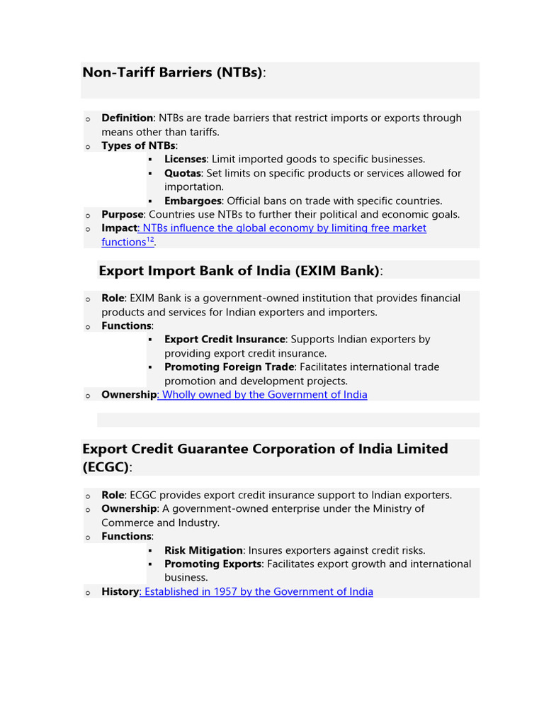 import export llm 3 sem 3 unit | Download Free PDF | Non Tariff ...