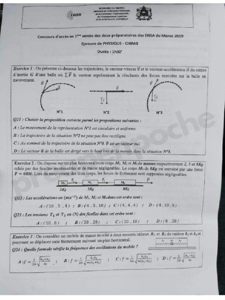 Exemple-concours-ENSA-2019-Physique | PDF