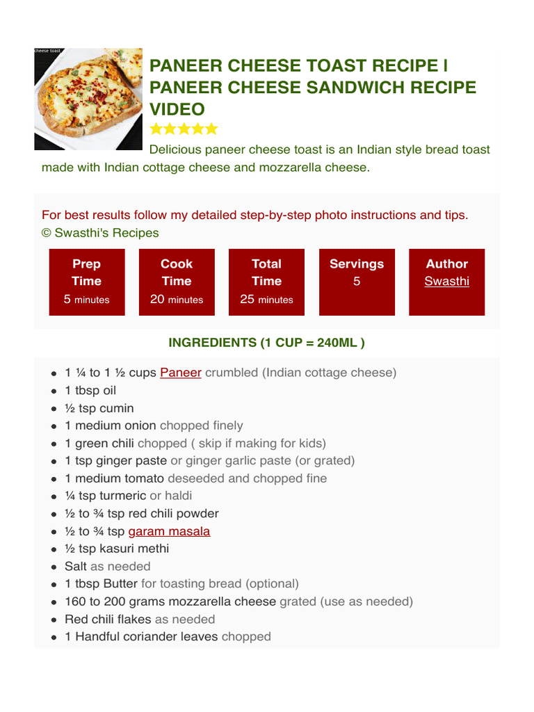 Paneer Cheese Toast Recipe Paneer Cheese Sandwich Recipe Video ...