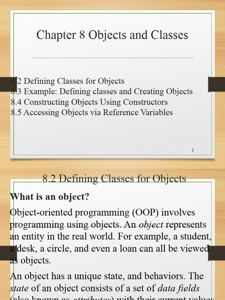 Week 2 - Lectures 1 and 2 - Chapter 8 | PDF | Constructor (Object Oriented Programming ...