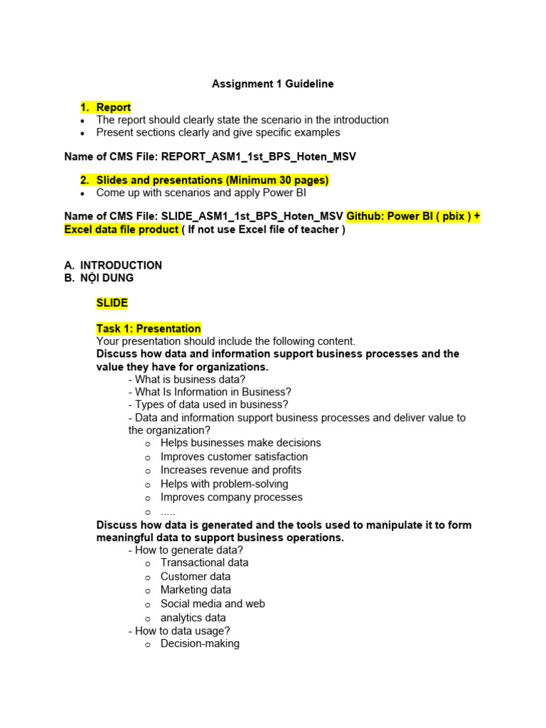 Business Process Support - Asm 1 Guideline | PDF | Business Process | Data