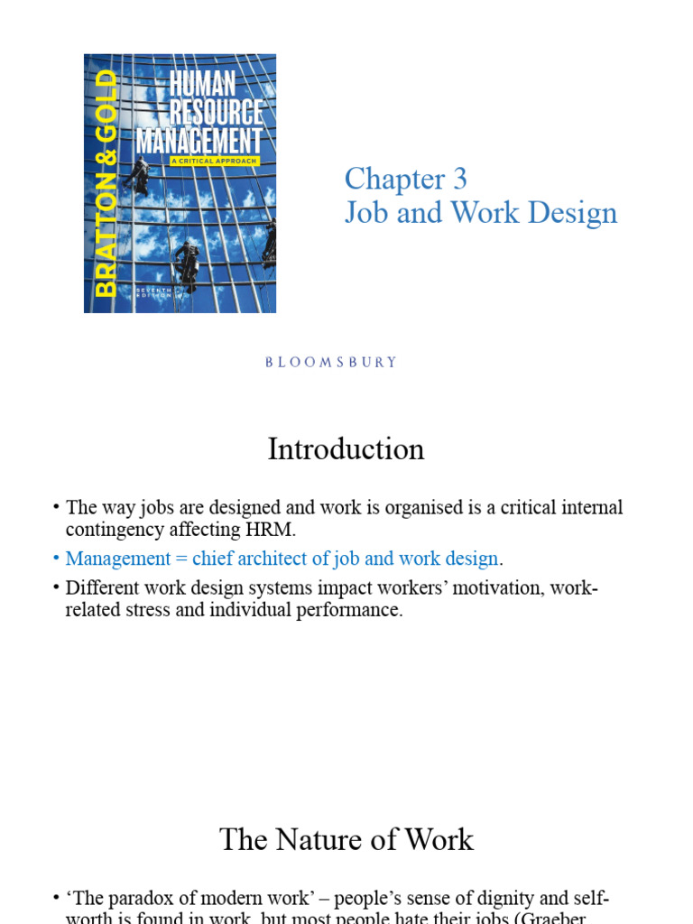 Job and Work Design: Key Concepts | PDF | Organizational Structure ...