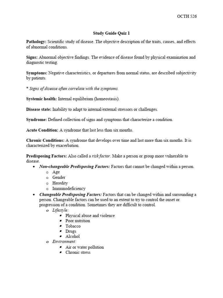 Quiz 1 Study Guide | PDF | Cancer | Palliative Care