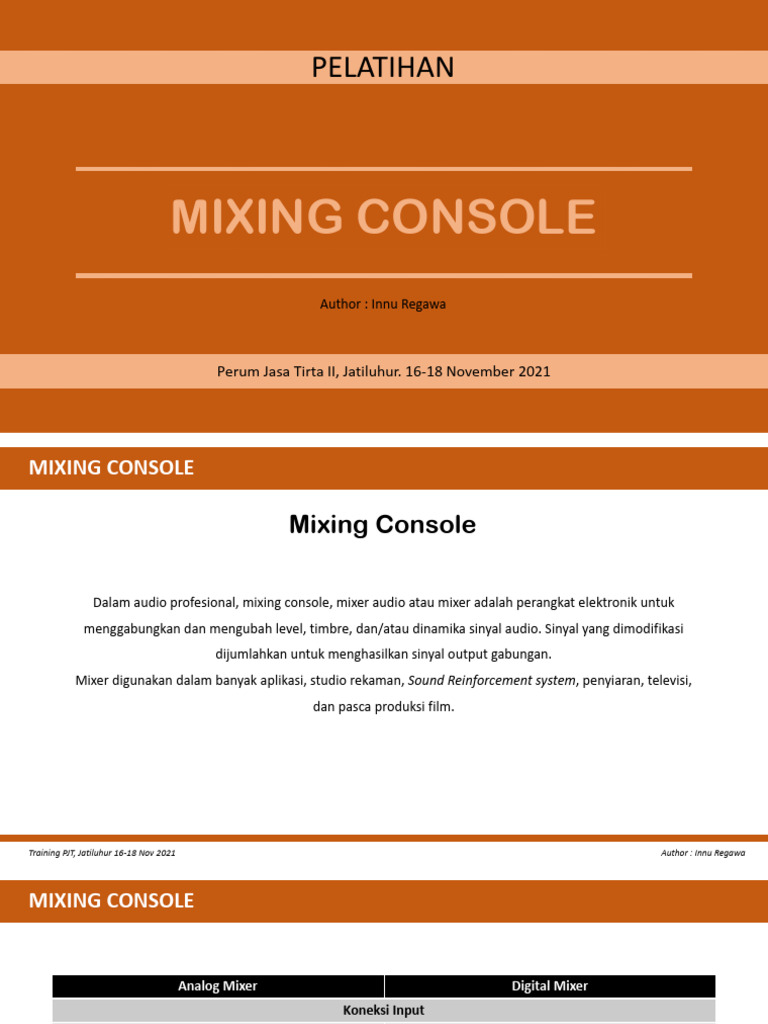 MIXING CONSOLE Training PJT 112021 | PDF