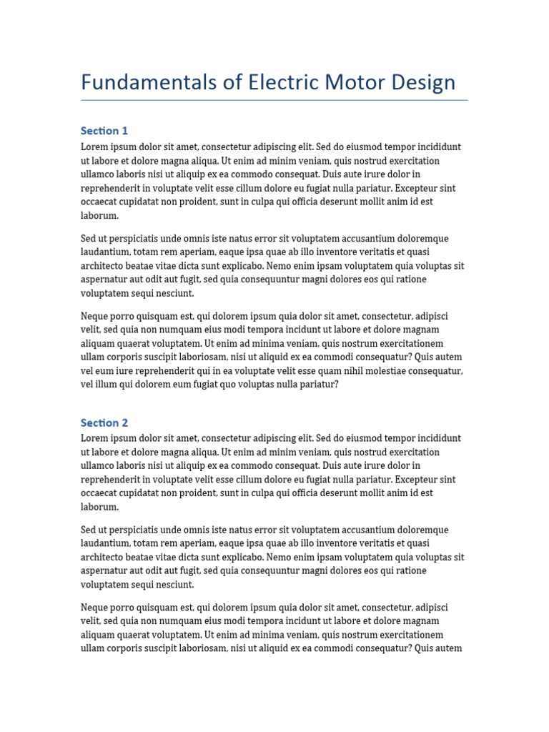 Fundamentals of Electric Motor Design | PDF