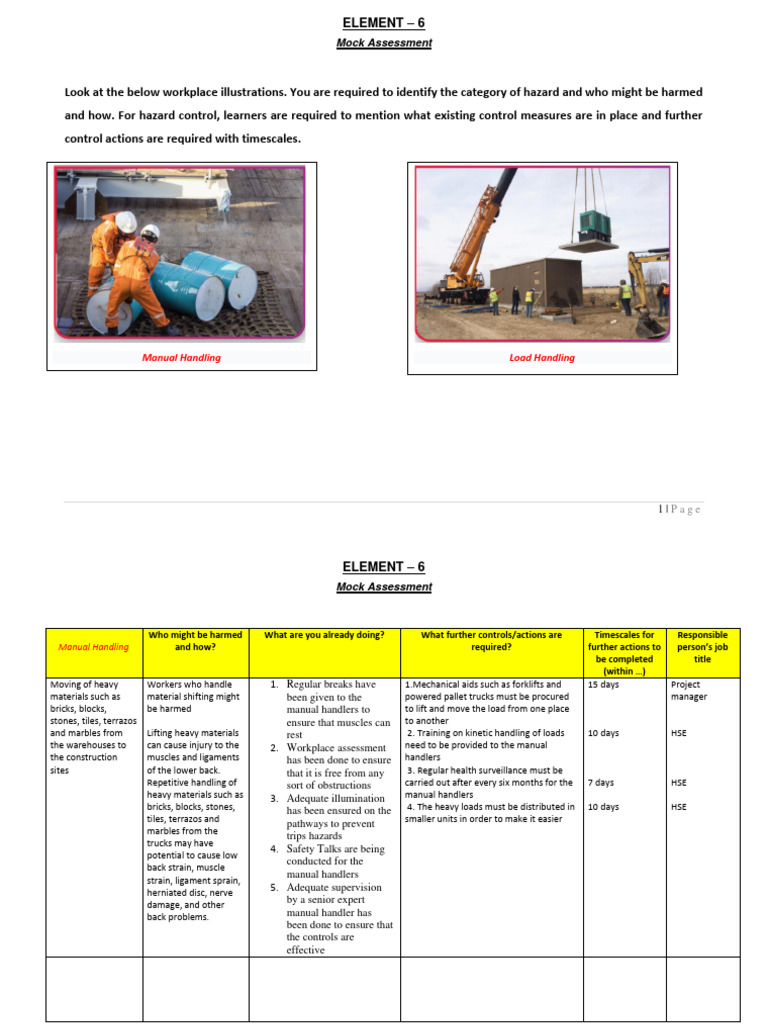 IG2 - Element 6 - Mock Assessment | PDF | Crane (Machine) | Safety