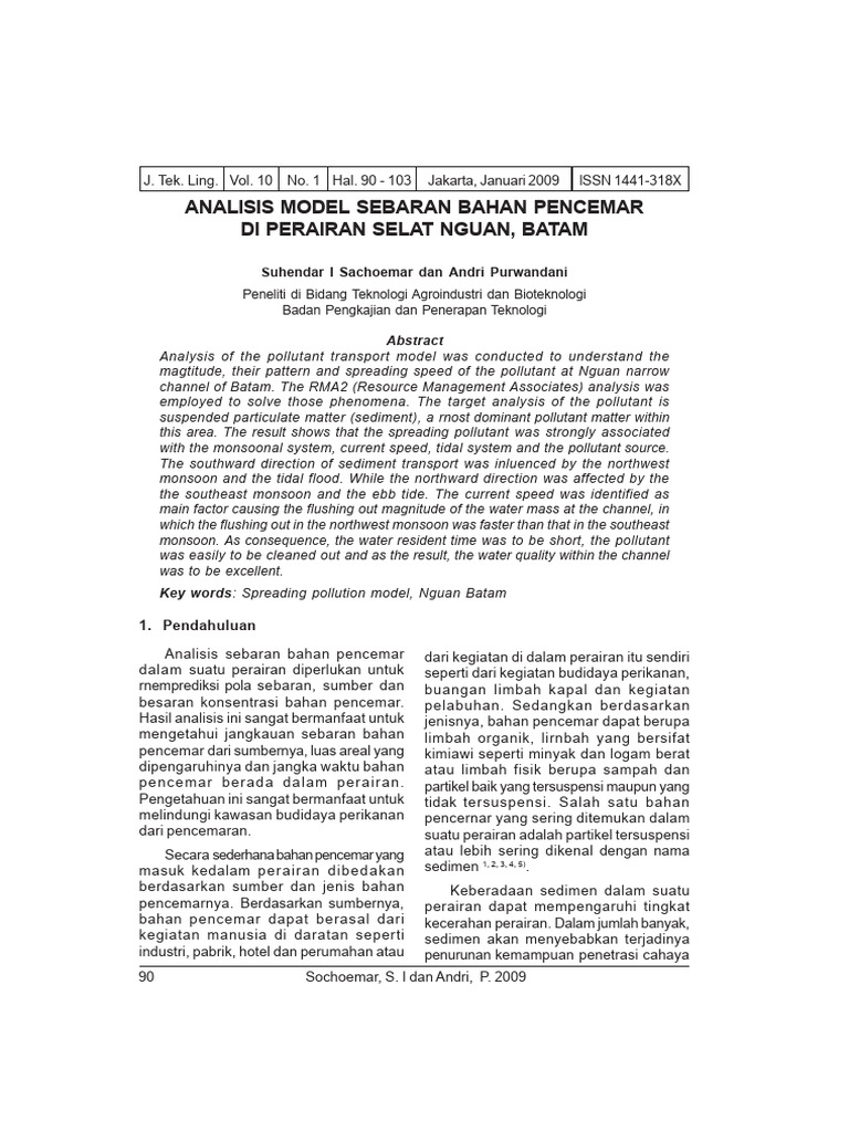 Model Sebaran Pencemar di Selat Nguan | PDF | Sains & Matematika