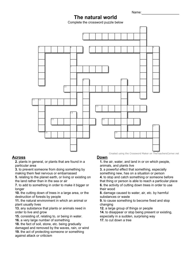 Crossword 1. The Natural World-Đã G P | PDF | Plants | Crossword